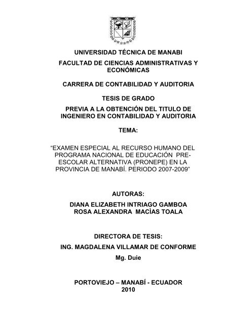 UNIVERSIDAD TÃ CNICA DE MANABI ... - Repositorio UTM