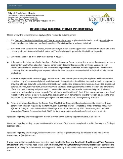 residential building permit instructions - the City of Rockford