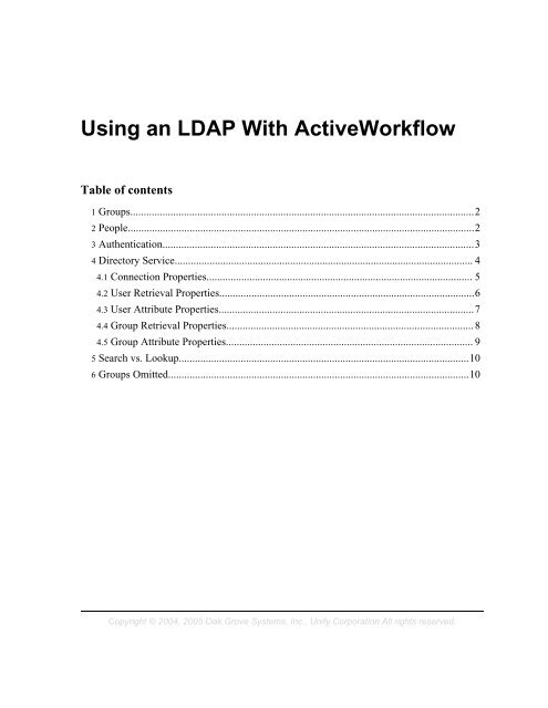 Using an LDAP With ActiveWorkflow - Support