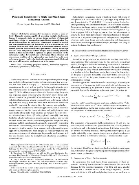 Single-feed Multi-Beam Reflectarray Antennas - IEEE Xplore