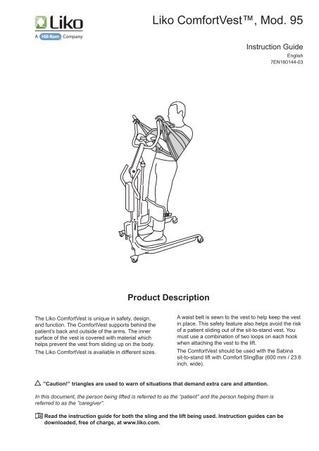 Instruction guide Liko ComfortVest, Mod. 95 - www.liko.com