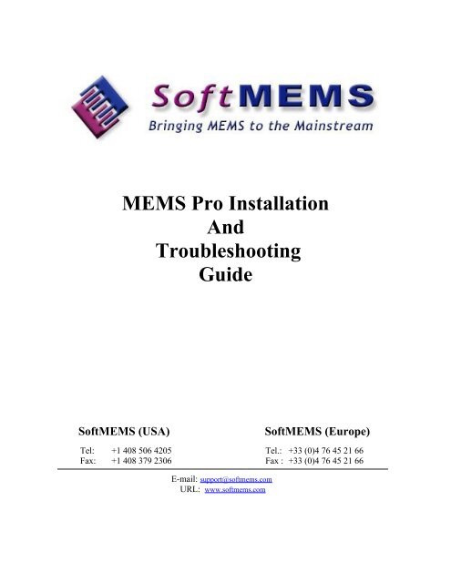 Installation Guide for MEMS Pro v8.0 - Tanner EDA