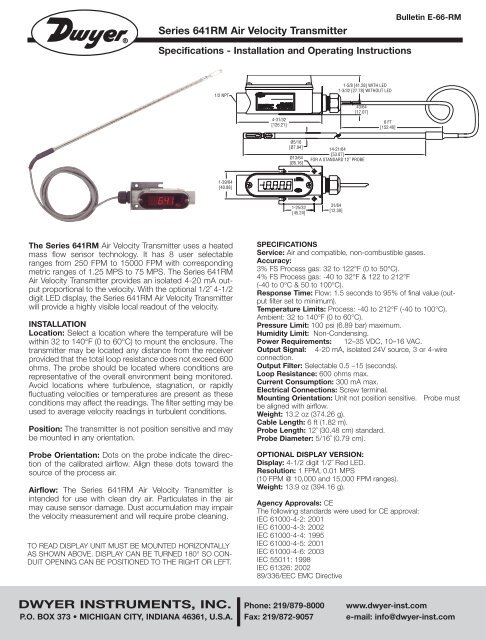 641-RM bulletin - Dwyer Instruments, Inc.