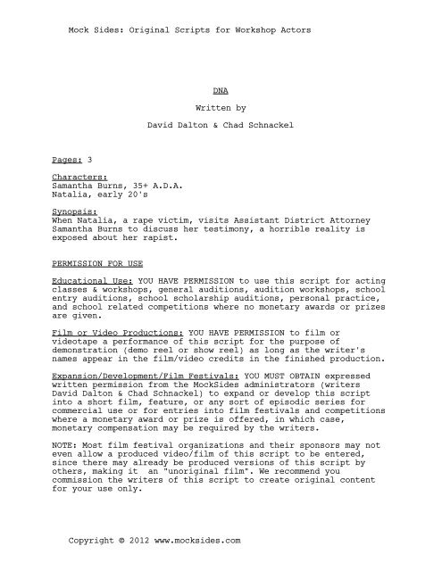Title Page - DNA - 2 women.fdx - MockSides