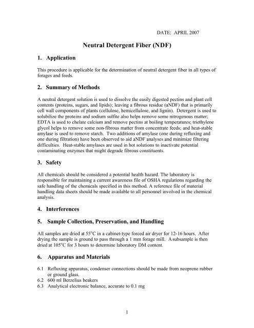 Neutral Detergent Fiber (NDF)