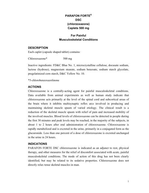 PARAFON FORTEÂ® DSC - Janssen Pharmaceuticals, Inc.