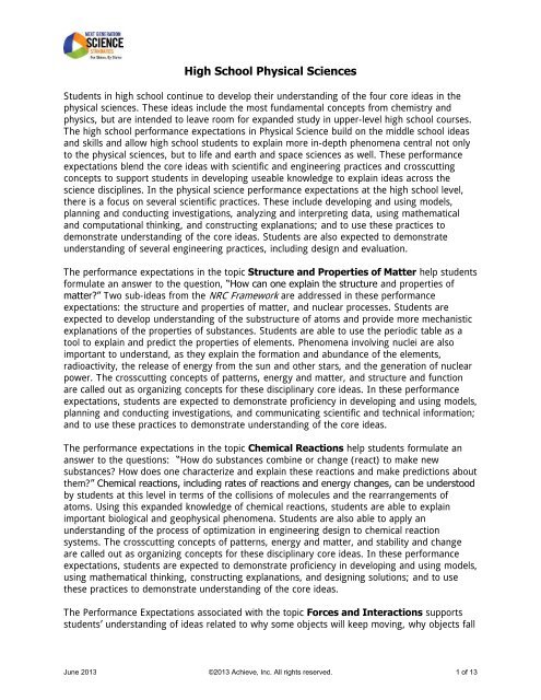 NGSS Physics Standards