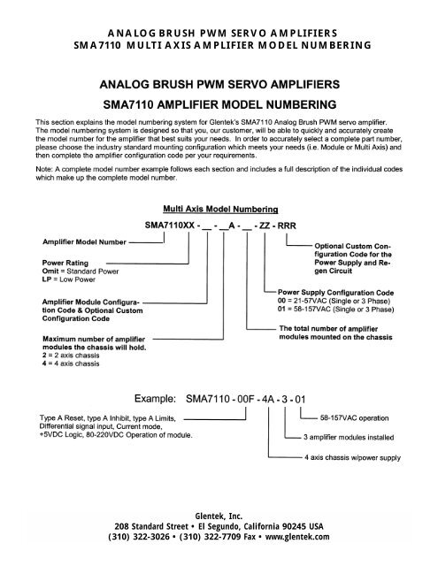 analog Brush PWM Servo Amplifiers SMA7110 Multi Axis ... - Glentek analog Brush PWM Servo Amplifiers SMA7110 Multi Axis ... - Glentek