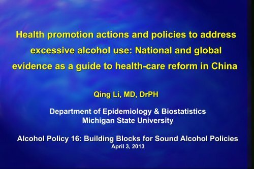 Health promotion actions and policies to address excessive alcohol ...