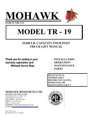 MOHAWK MODEL RJ-15 - Mohawk Lifts