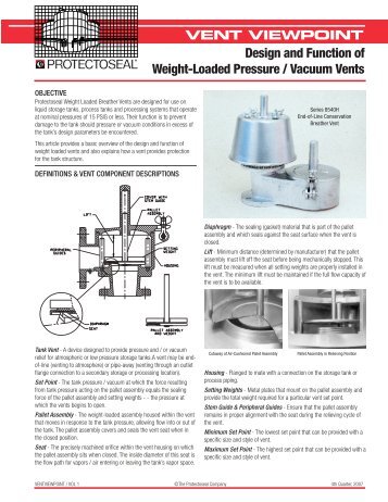 END-OF-LINE PRESSURE / VACUUM CONSERVATION VENT ...