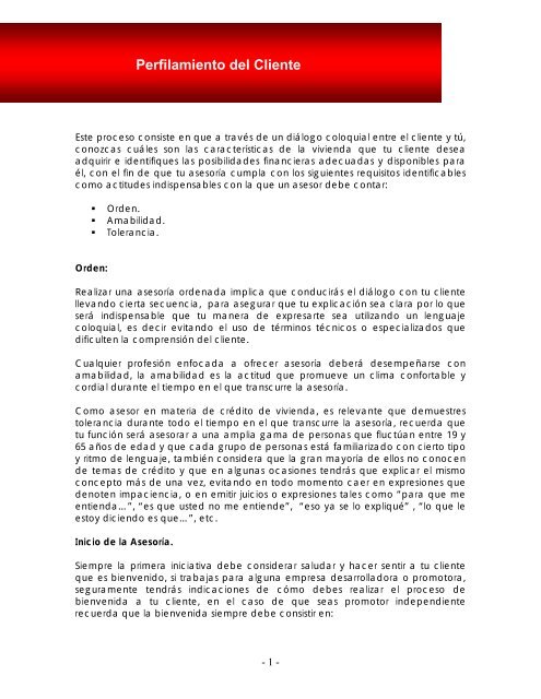 Perfilamiento del Cliente - Infonavit