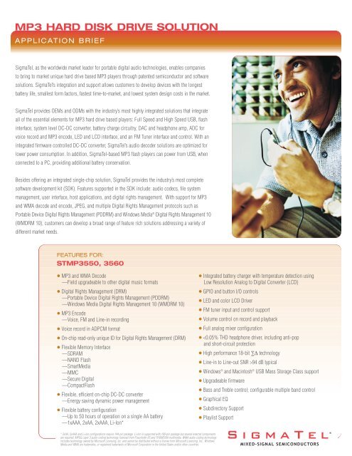 MP3 HARD DISK DRIVE SOLUTION