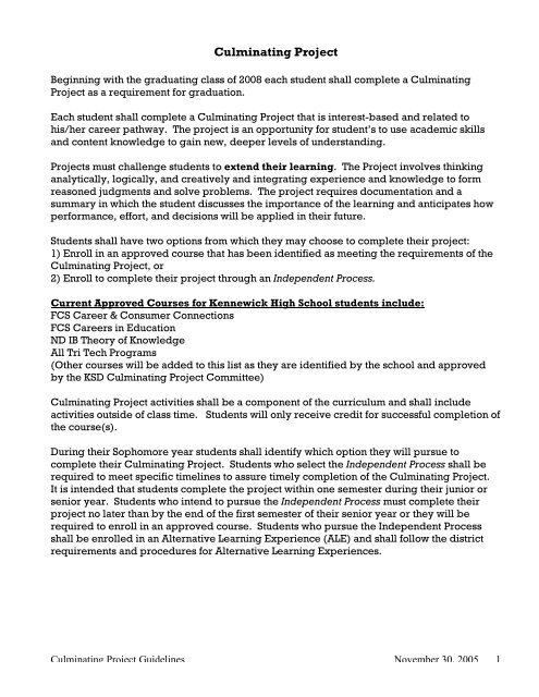 Culminating Project - Kennewick High School