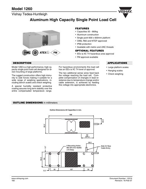 Tedea 1260 Specifications
