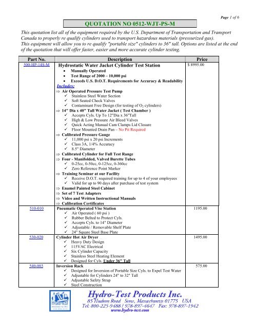 Manual Operated High Pressure Water Jacket Test System For ...