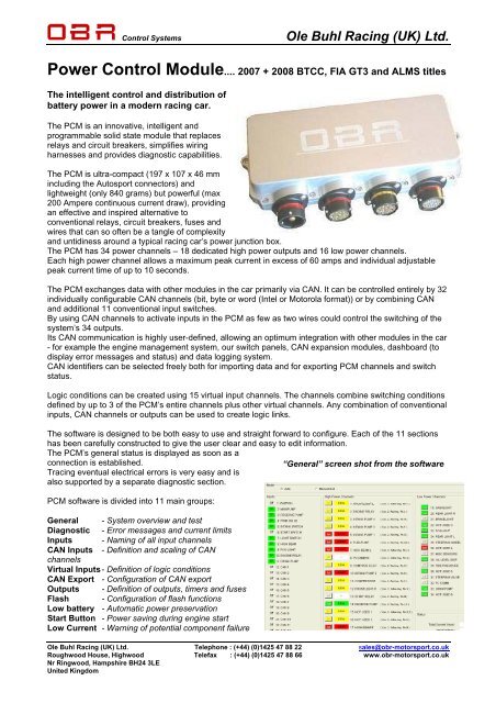Active Sensors Ltd - Ole Buhl Racing - OBR