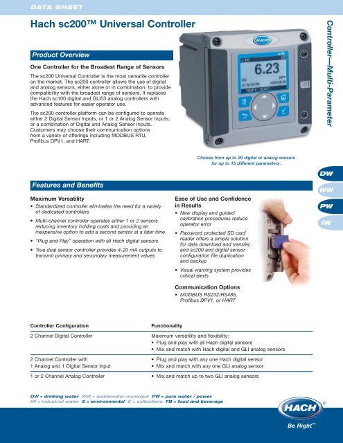 Hach sc200â ¢ Universal Controller