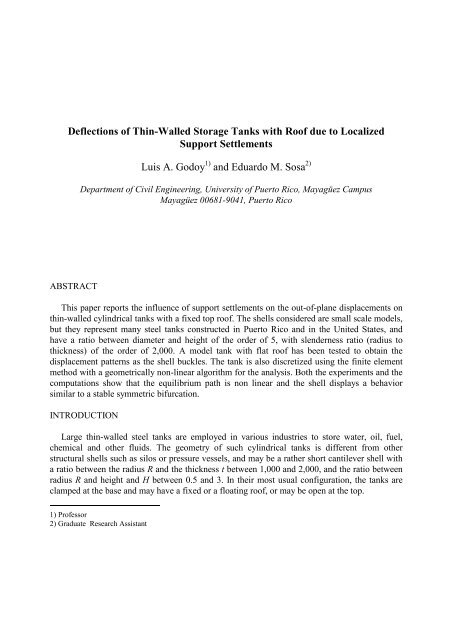 Deflections of Thin-Walled Storage Tanks with Roof due to ...