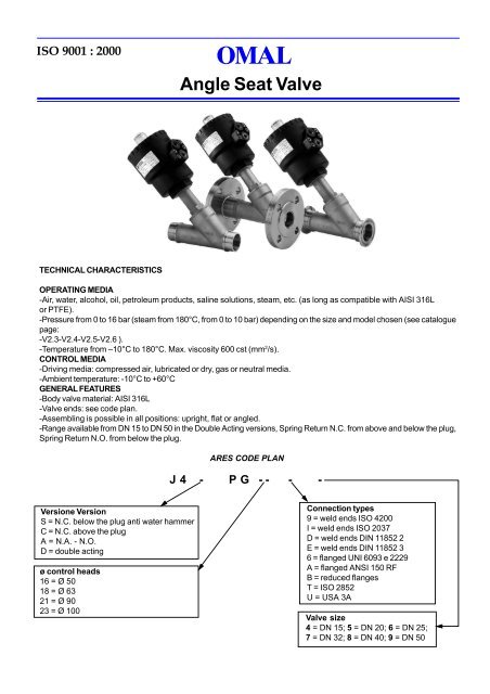 OMAL- Angle seat valve