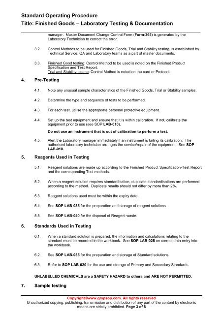LAB-065 Finished Goods-Laboratory Testing and Documentation