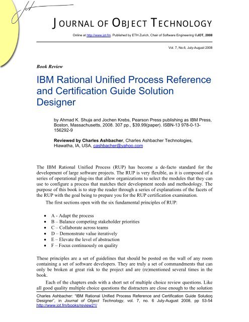 IBM Rational Unified Process Reference and Certification Guide ...