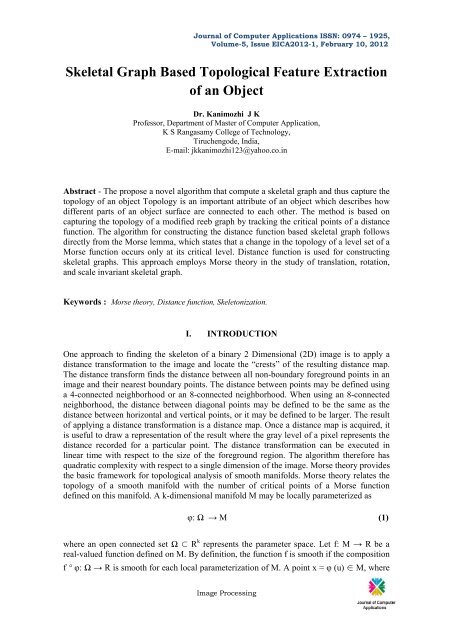 Skeletal Graph Based Topological Feature Extraction Of An Object