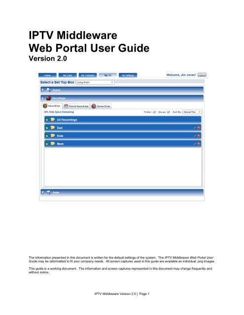 IPTV Middleware Web Portal User Guide