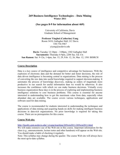 269 Business Intelligence Technologies â Data Mining (See pages ...