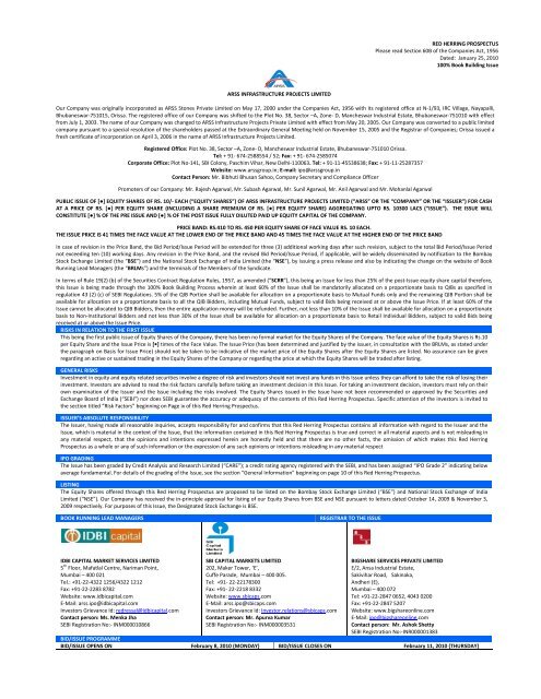 RED HERRING PROSPECTUS Please read Section ... - IDBI Capital