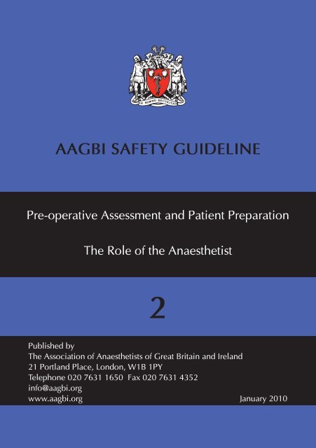 Pre-operative Assessment and Patient Preparation - aagbi