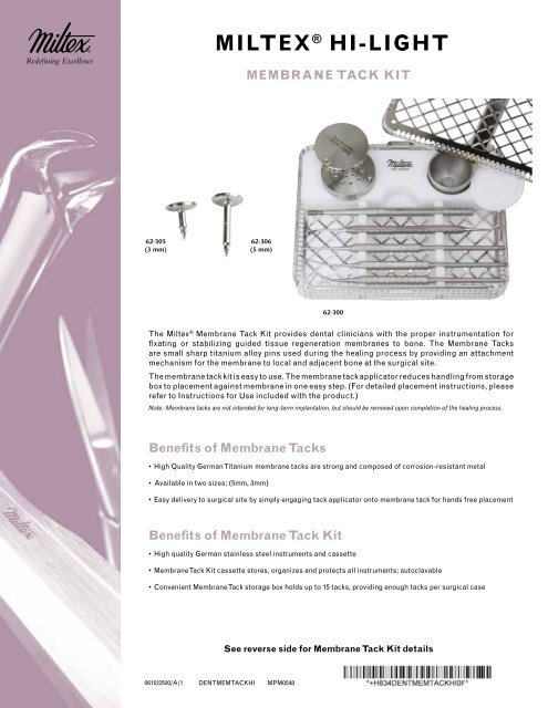 Membrane Tack Kit & Accessories - Integra Miltex