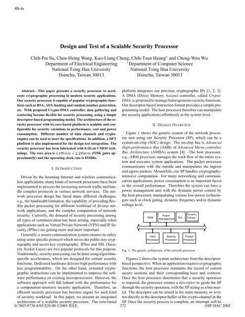 Design And Test Of A Scalable Security Processor Acm Digital