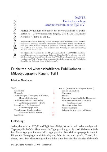Mikrotypografie, Teil 1 - Dante eV