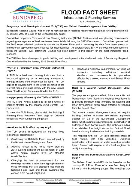 FLOOD FACT SHEET - Bundaberg Regional Council