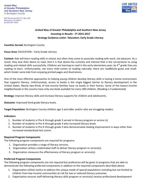 Early Grade Literacy - United Way