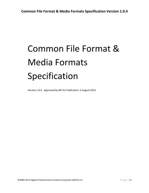 Common File Format & Media Formats Specification Version 1.0.4