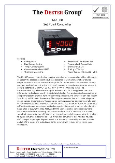Download the Datasheet - Deeter Electronics Ltd.