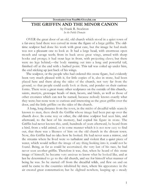 THE GRIFFIN AND THE MINOR CANON - Read Me A Story, Ink.