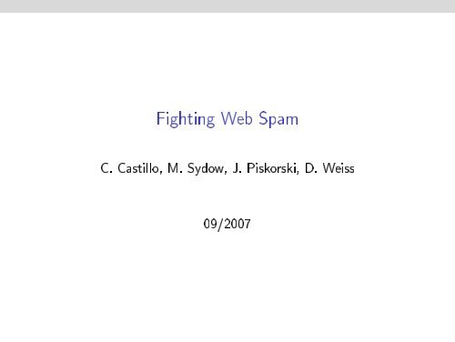 Web Spam Detection