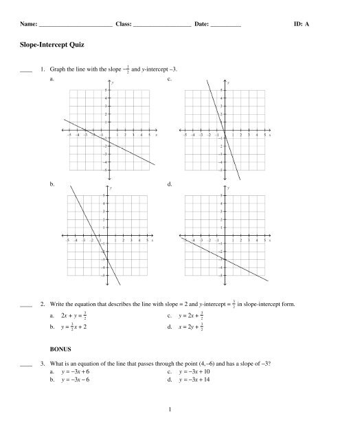 ExamView - Slope-Intercept Quiz.tst