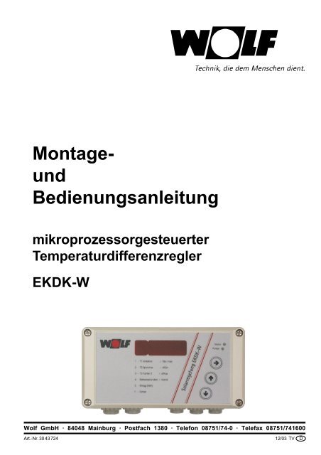 Wolf R12 Montageanleitung Und Bedienungsanleitung Pdf – CUDAE