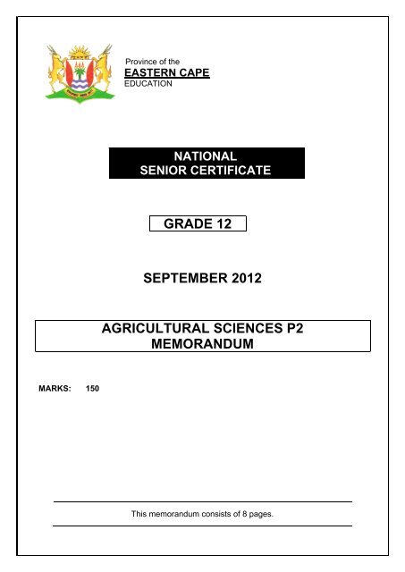 grade 12 september 2012 agricultural sciences p2 ... - Ecexams.co.za