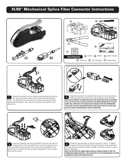 XLR8™ Mechanical Splice Fiber Connector Instructions - Siemon