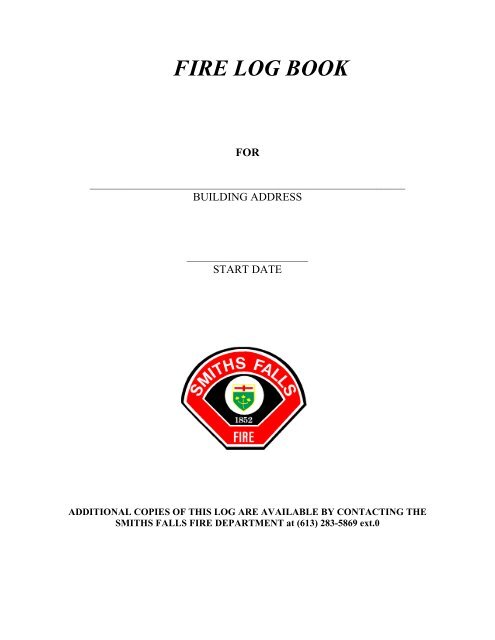 FIRE LOG BOOK - Smiths Falls