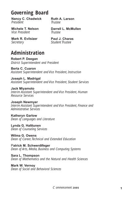 Governing Board Administration - Palomar College