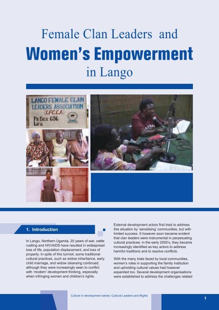 Female clan leaders and Women's Empowerment in Lango, 2008