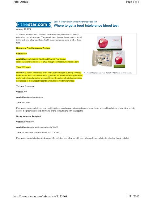 Where to get a food intolerance blood test - Hemocode