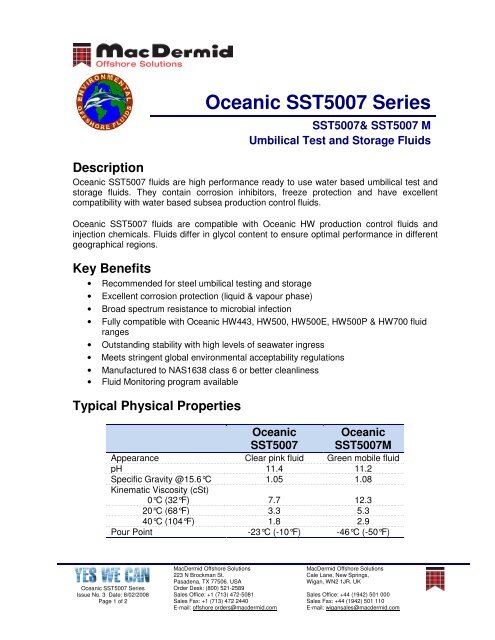 Oceanic SST5007 Series - MacDermid Offshore Solutions
