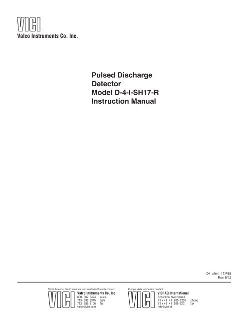 Pulsed discharge detector manual - Shimadzu model - Valco ...